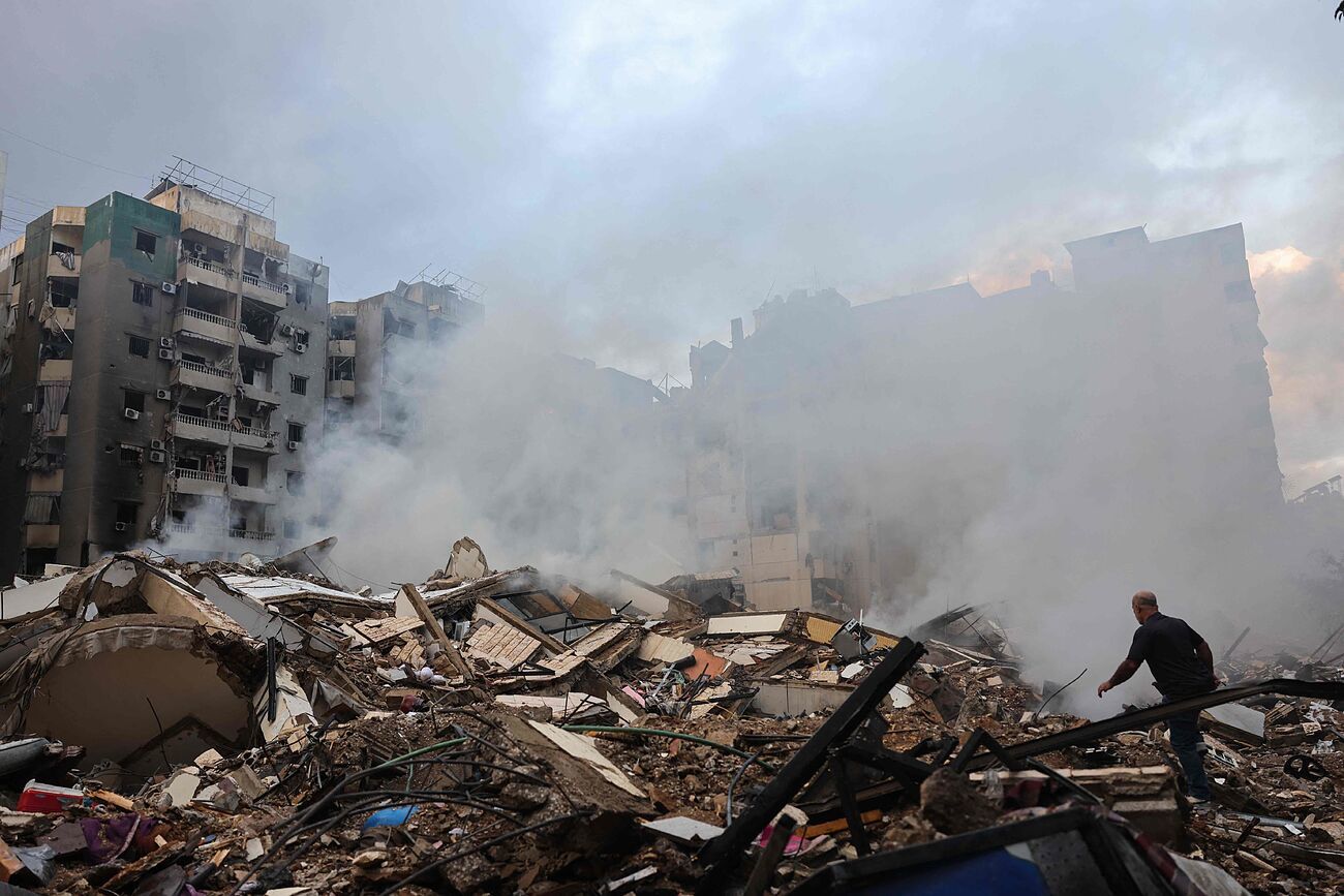 Destruction of Laylaki neighbourhood in Beirut's southern suburbs ...
