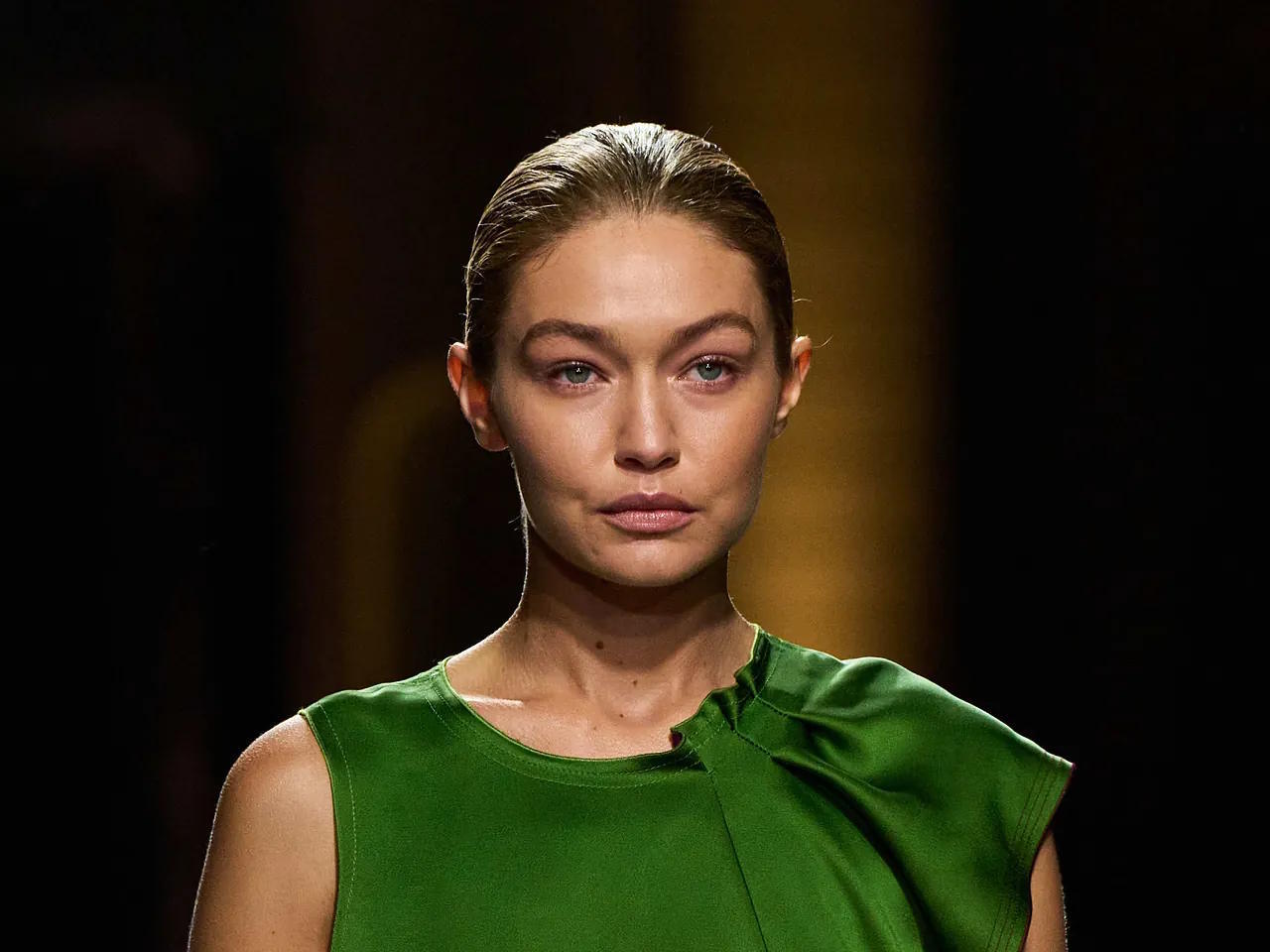 Gigi Hadid, marked under eyes at the Victoria Beckham spring-summer ...